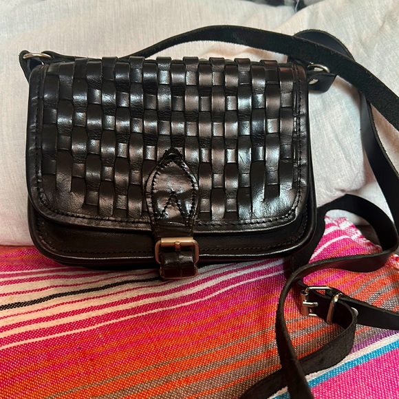 Lark & Wolff | Bags | Lark Wolff Black Woven Leather Crossbody Bag ...